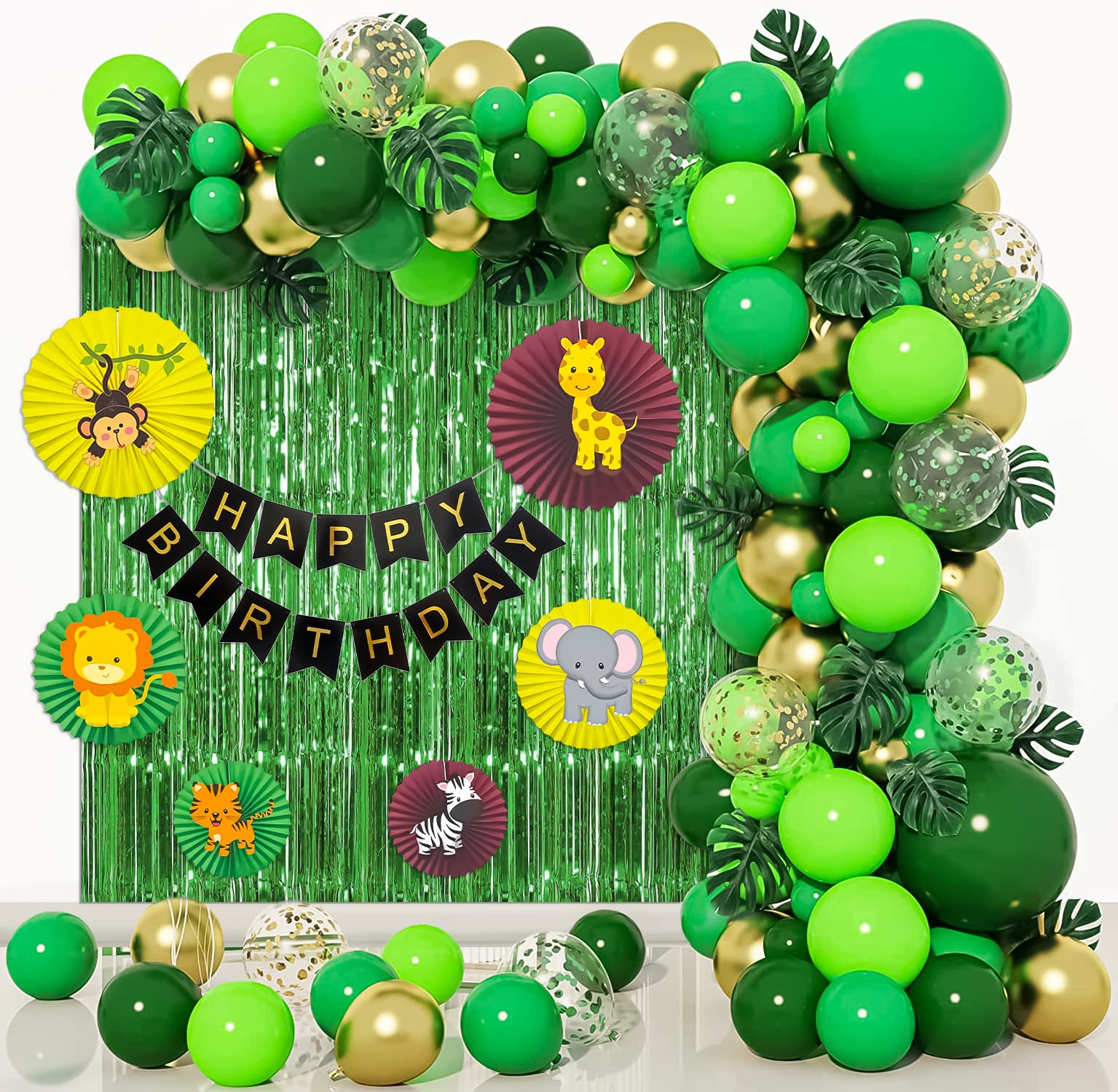 Buy Jungle theme Happy birthday decoration items for boys with Green ...