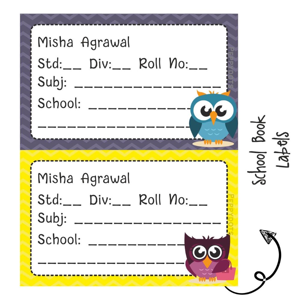 Buy School Book Labels - Zig Zag Owl - Pack of 36 labels PREPAID ONLY in India at Best Price ...