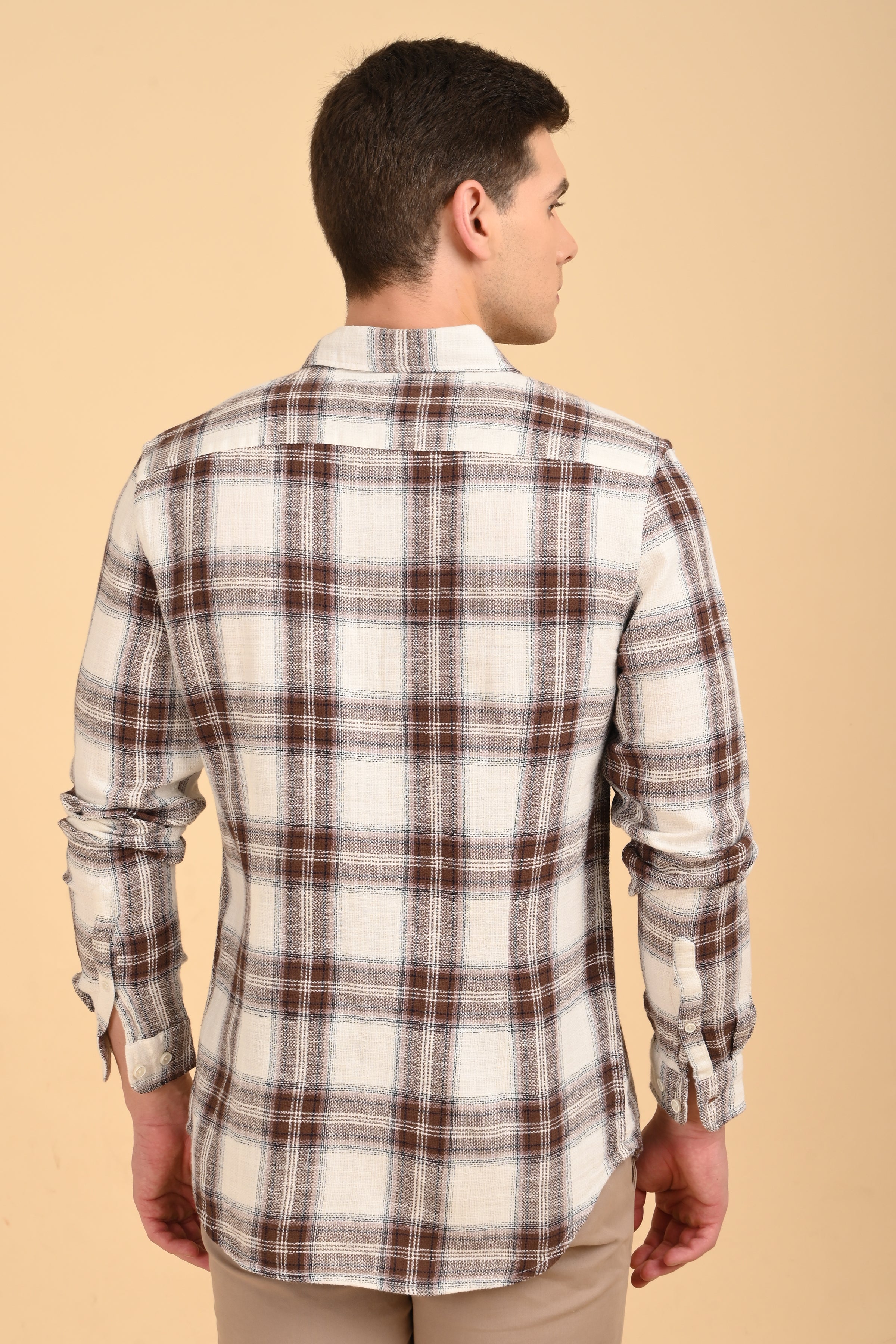 Buy Jean - Textured Slub Check Shirt - Brown in India at Best Price - Zop