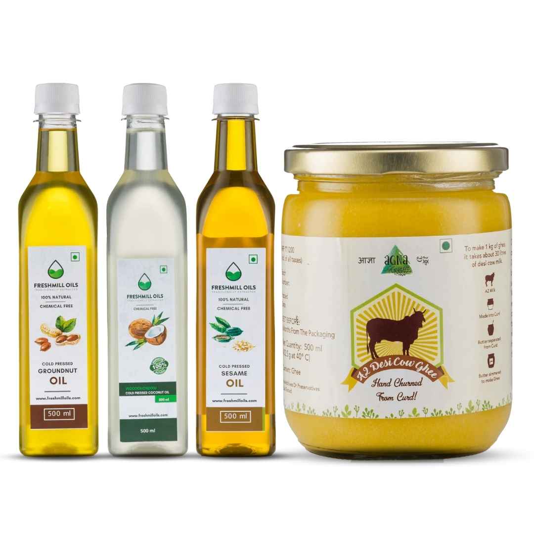Buy A2 Desi Cow Ghee & Cold Pressed Oil Combo in India at Best Price ...