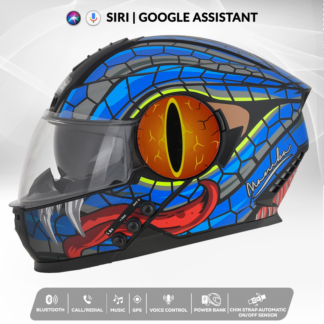 Buy H4 Air Mamba Blue Smart Bluetooth Full-Face Double Visor Helmet in ...