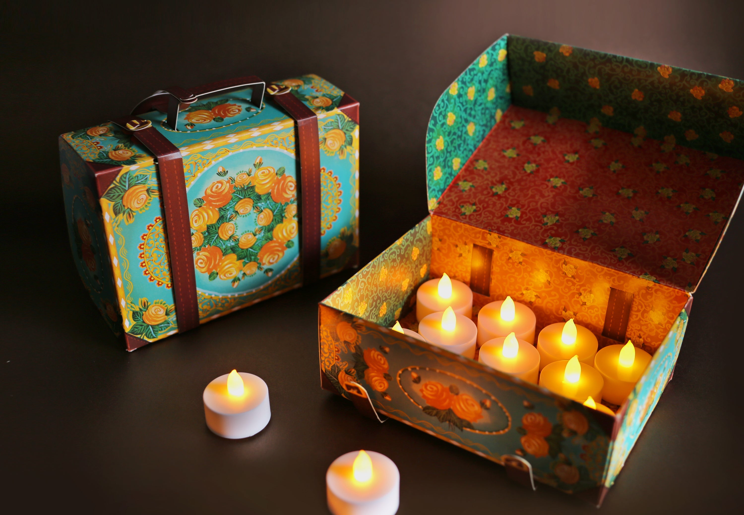 Buy Festive Gift Pack: Blue Suitcase Gift Box with 12 electric tea ...