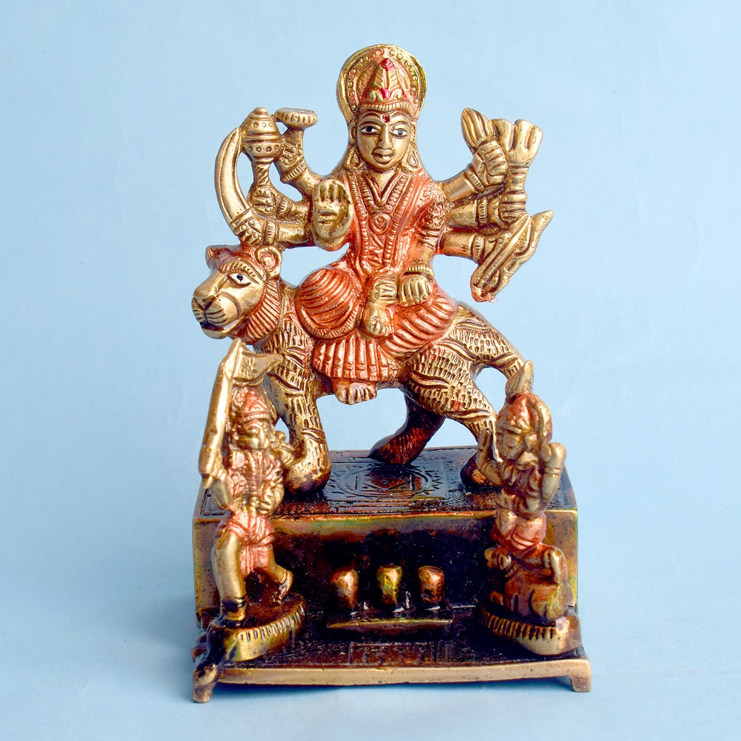 Buy 4.9 Inch Brass Sherawali Mata Idol | Divine Durga Maa Statue in ...