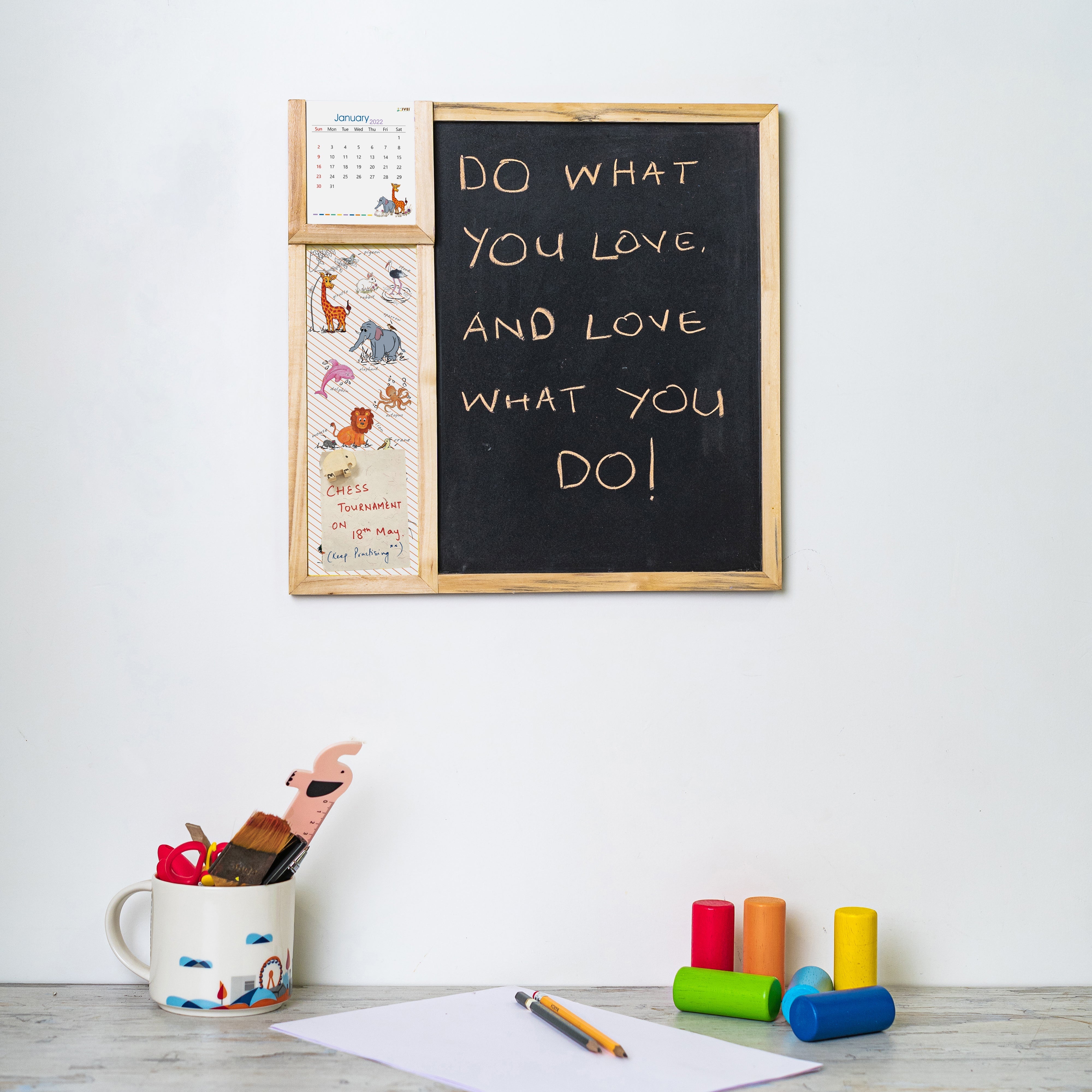 Buy Ivei Wooden Black Board With Metallic Sheet And Calendar in India ...