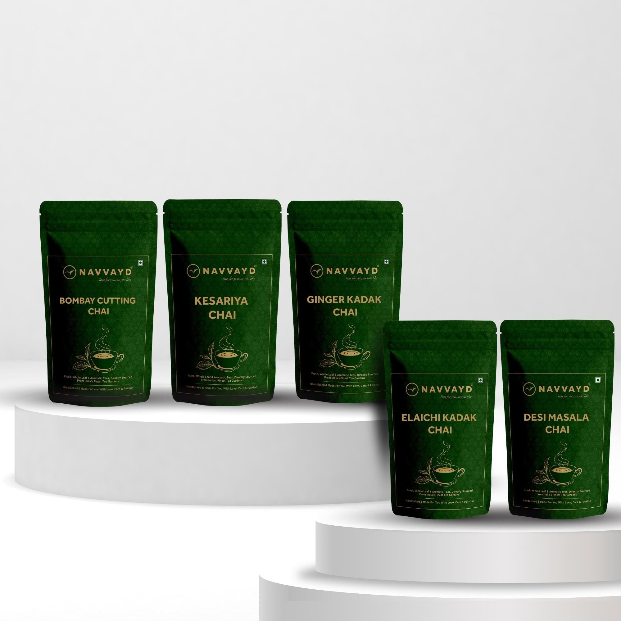 Buy 5 Tea Chai Combo - Kesariya, Elaichi, Ginger Kadak, Desi Masala ...