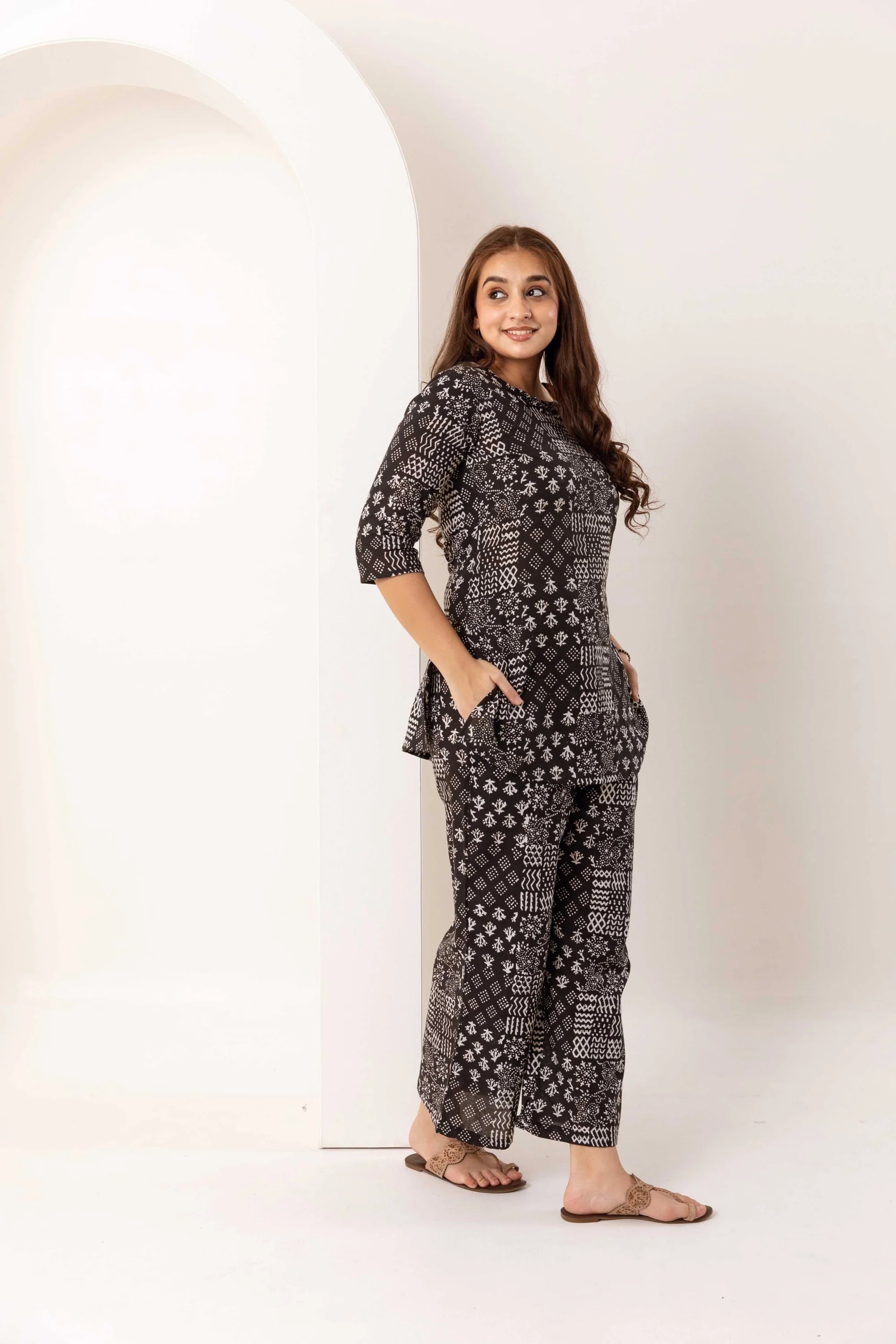 Buy Urban Patchwork Glam: Black Cotton Co-Ord Set in India at Best ...