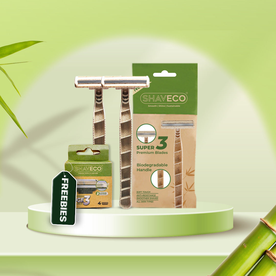Buy Bamboo Husk Razor – Smooth Shaving with Ergonomic Grip (Pack of 2 ...