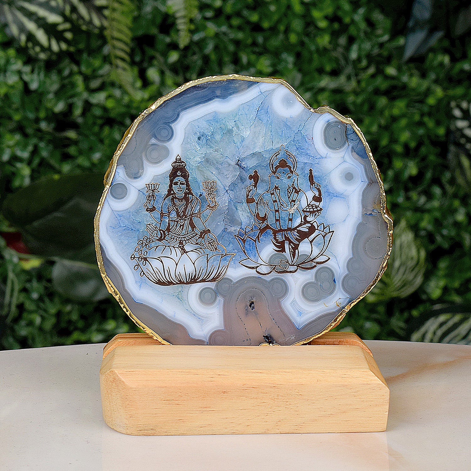 Buy Agate Stone Stand featuring Laxmi & Ganesha in India at Best Price ...