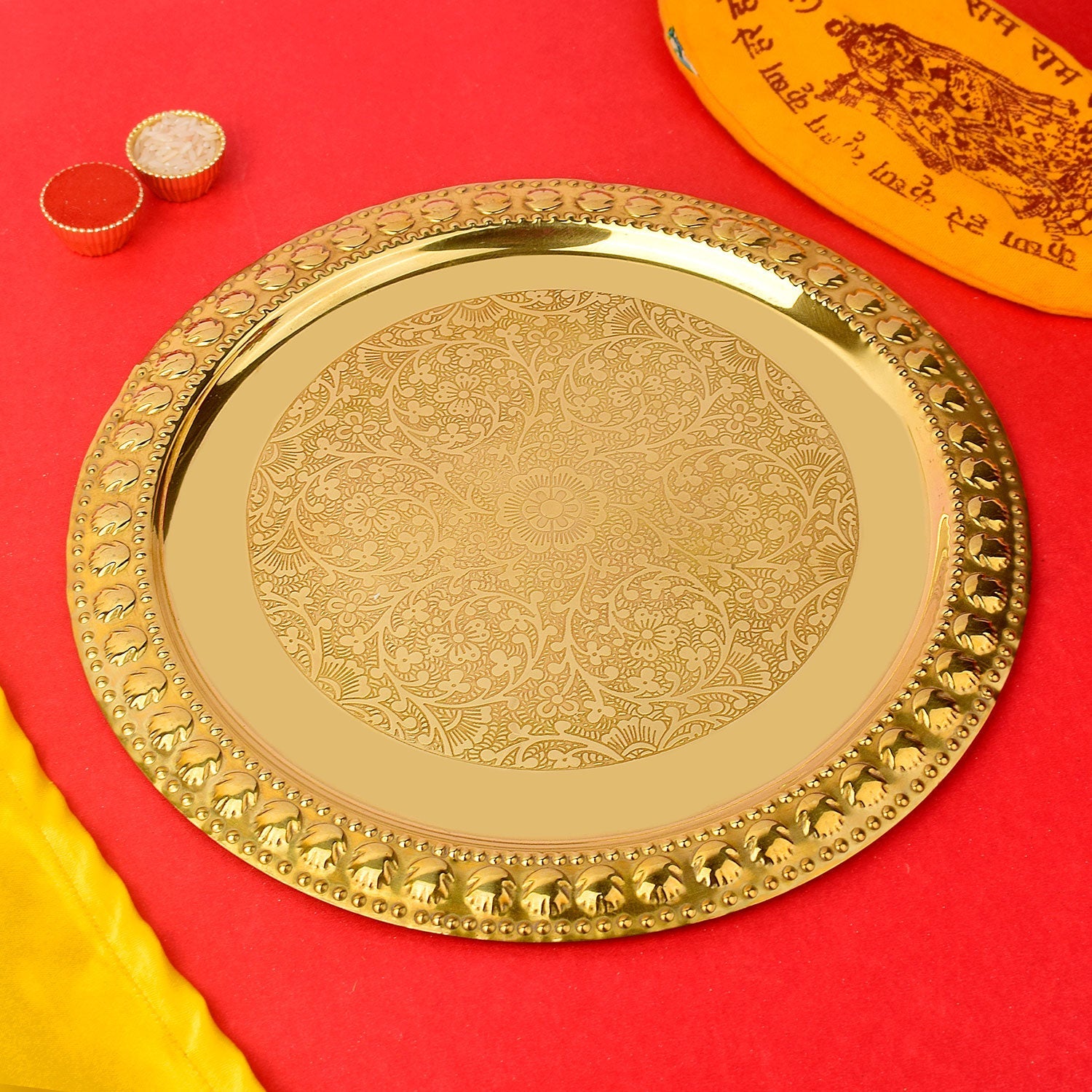 Buy Brass Butter Puja Thali (10-11 Inch) – Traditional Aarti Plate in ...