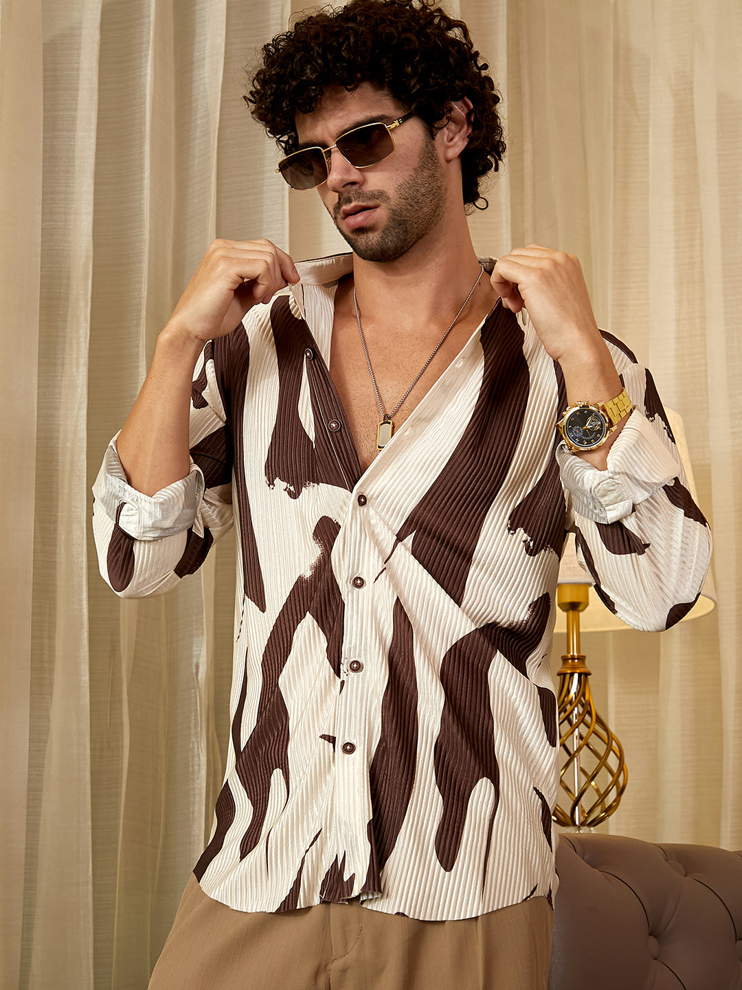 Buy Contour-Lines Pleated Shirt in India at Best Price - Zop