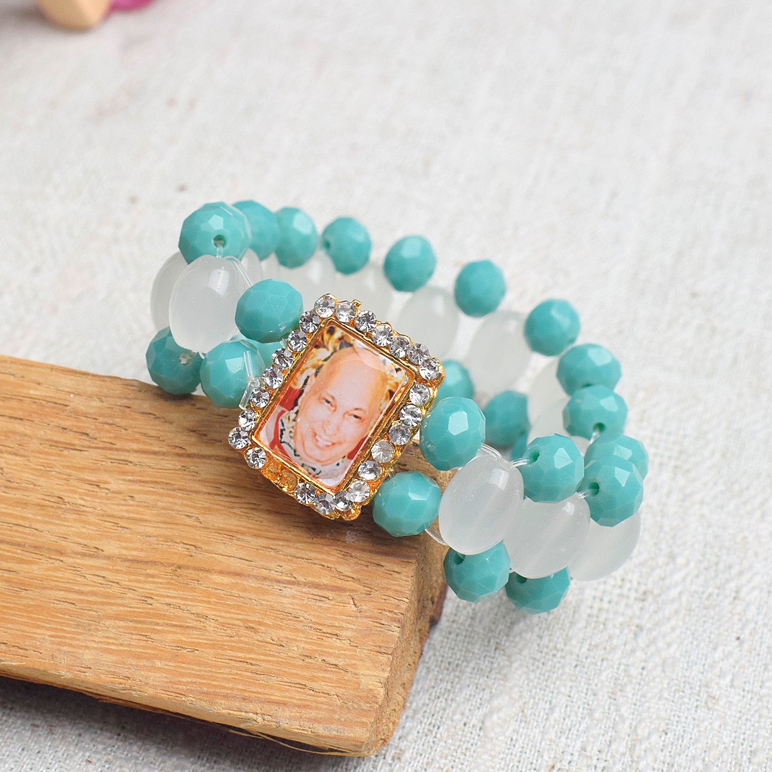 Buy Guru Ji Maharaj Swaroop Sky Blue Beads Artisan Bracelets for Men ...