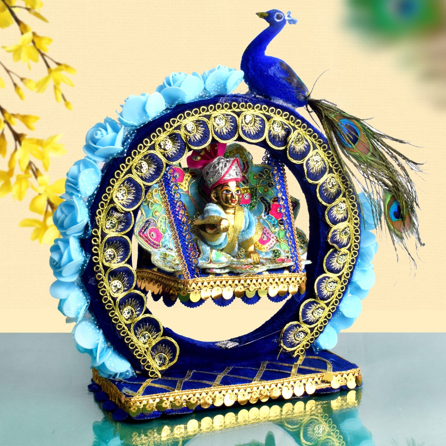 Buy Decorative Laddu Gopal Ji Jhula - Divine Swing with Peacock Design in India at Best Price ...