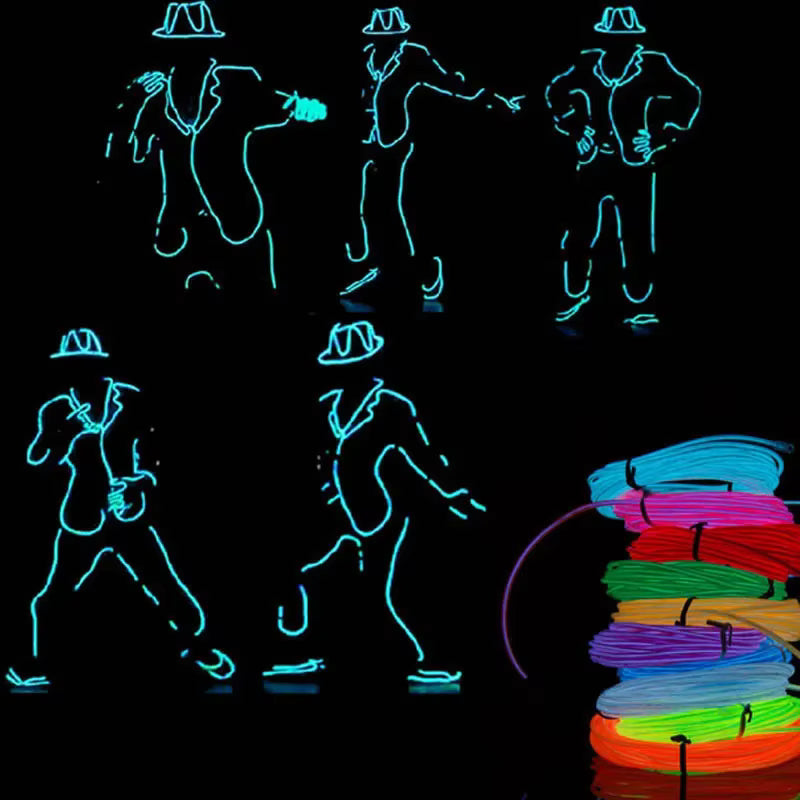 Buy EL Wire LED Costumes Cosplay Outfit Neon Dance Wear 3 meter 1 pc in ...