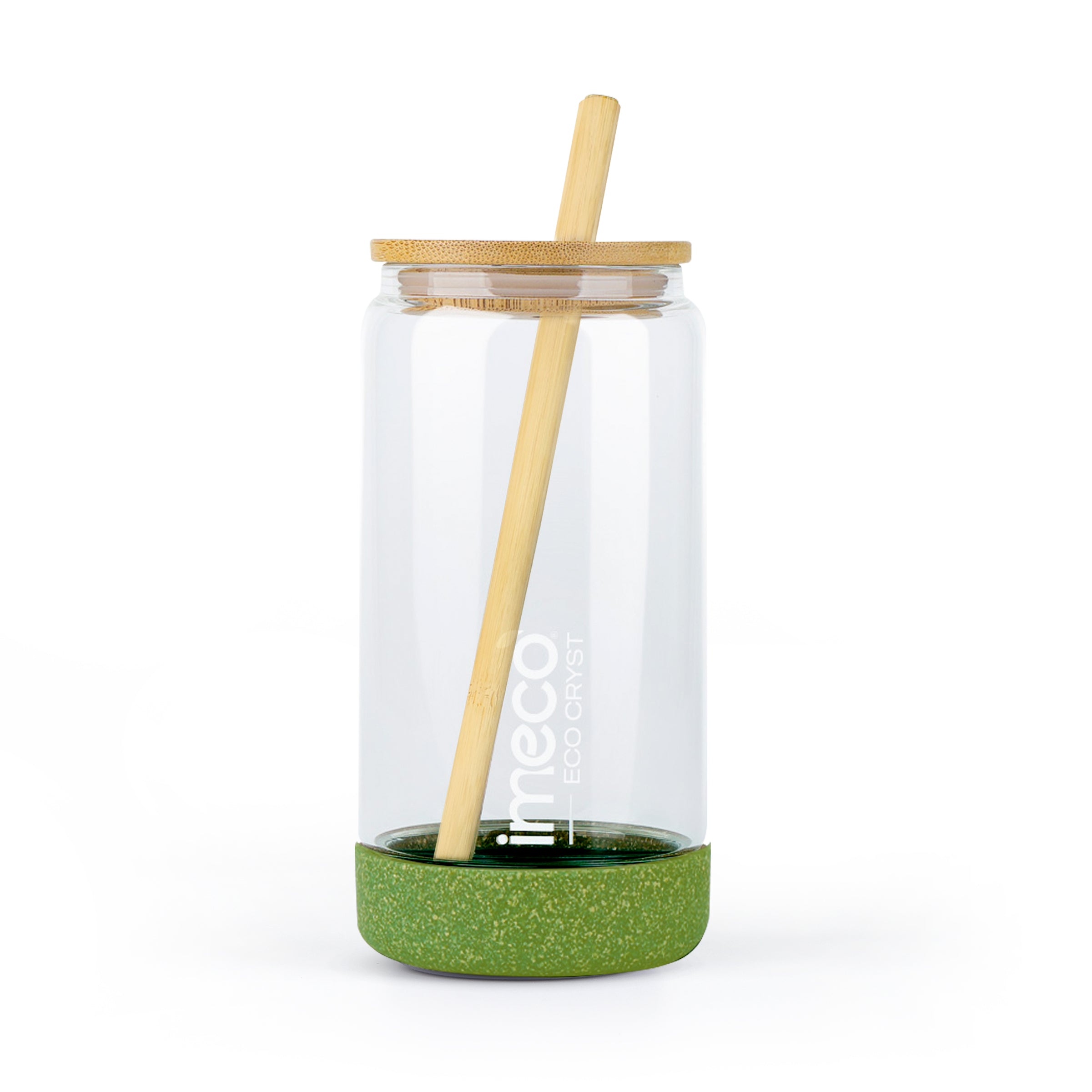 Buy ECO CRYST Glass Sipper with Bamboo Lid & Straw, 500 ml (Light Green ...