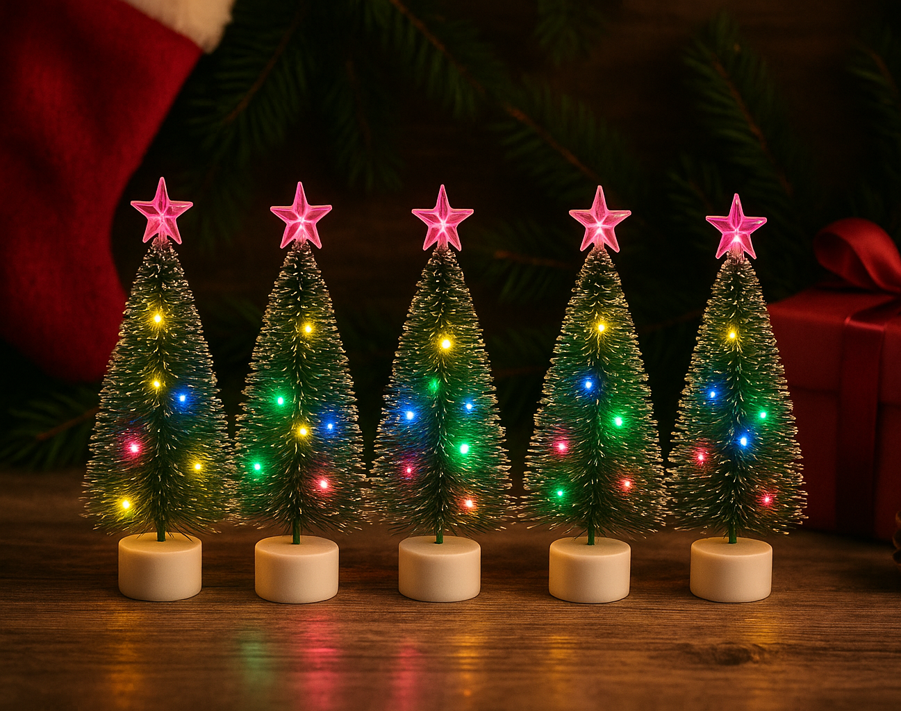 Buy Coral Tree Set of 5 LED Fiber Optic Mini Christmas Trees – Color ...