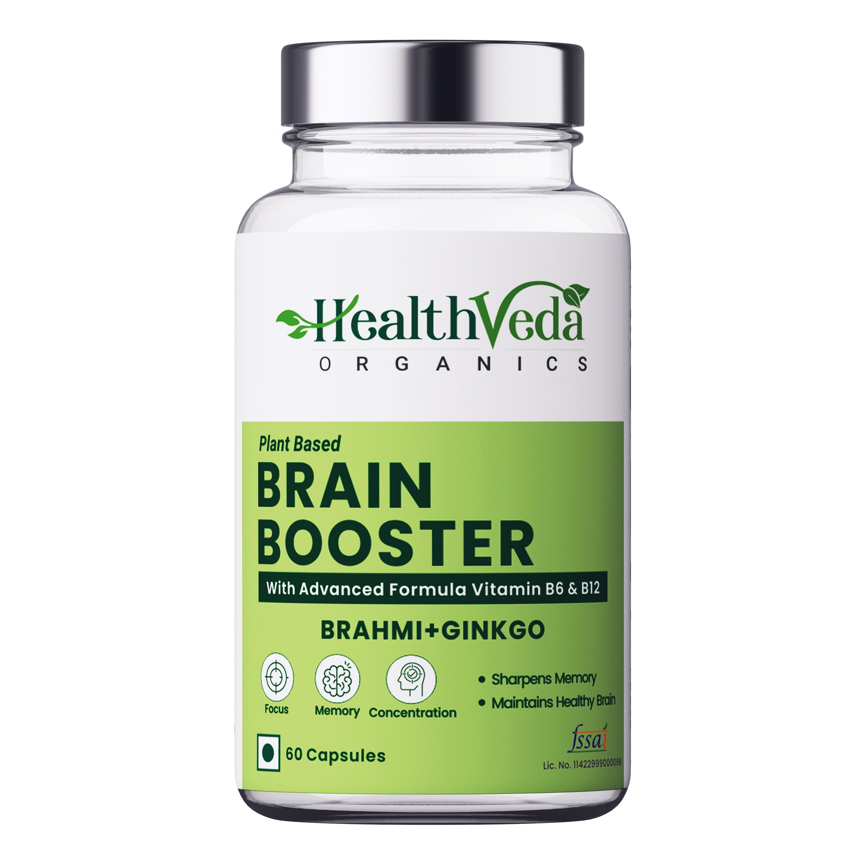 Buy Health Veda Organics Plant Based Brain Booster with Ginkgo Biloba ...