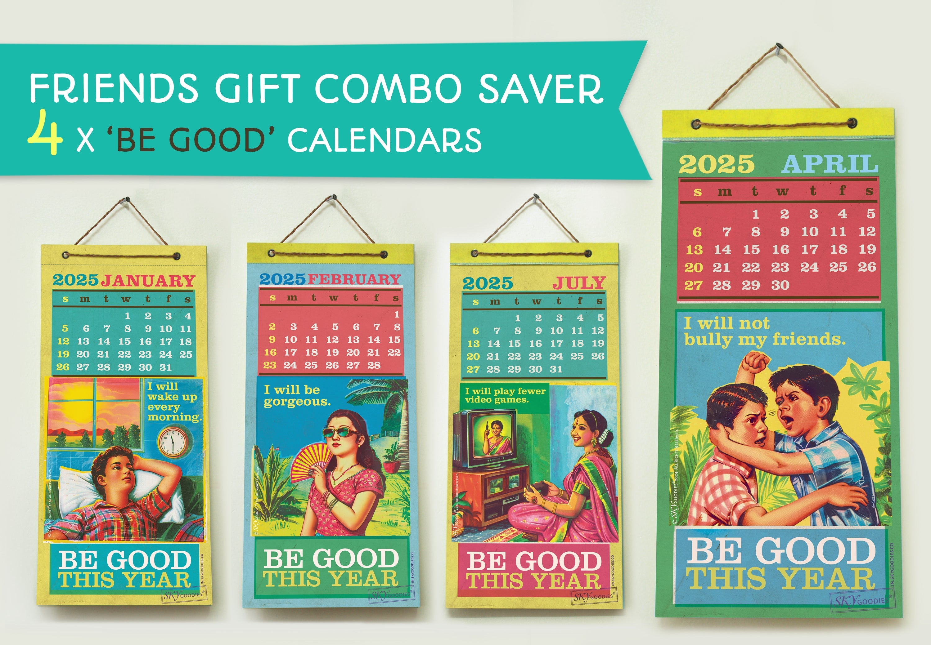 Buy FRIENDS GIFT Combo: Set of 4 x 'Be Good This Year' Wall Calendars ...