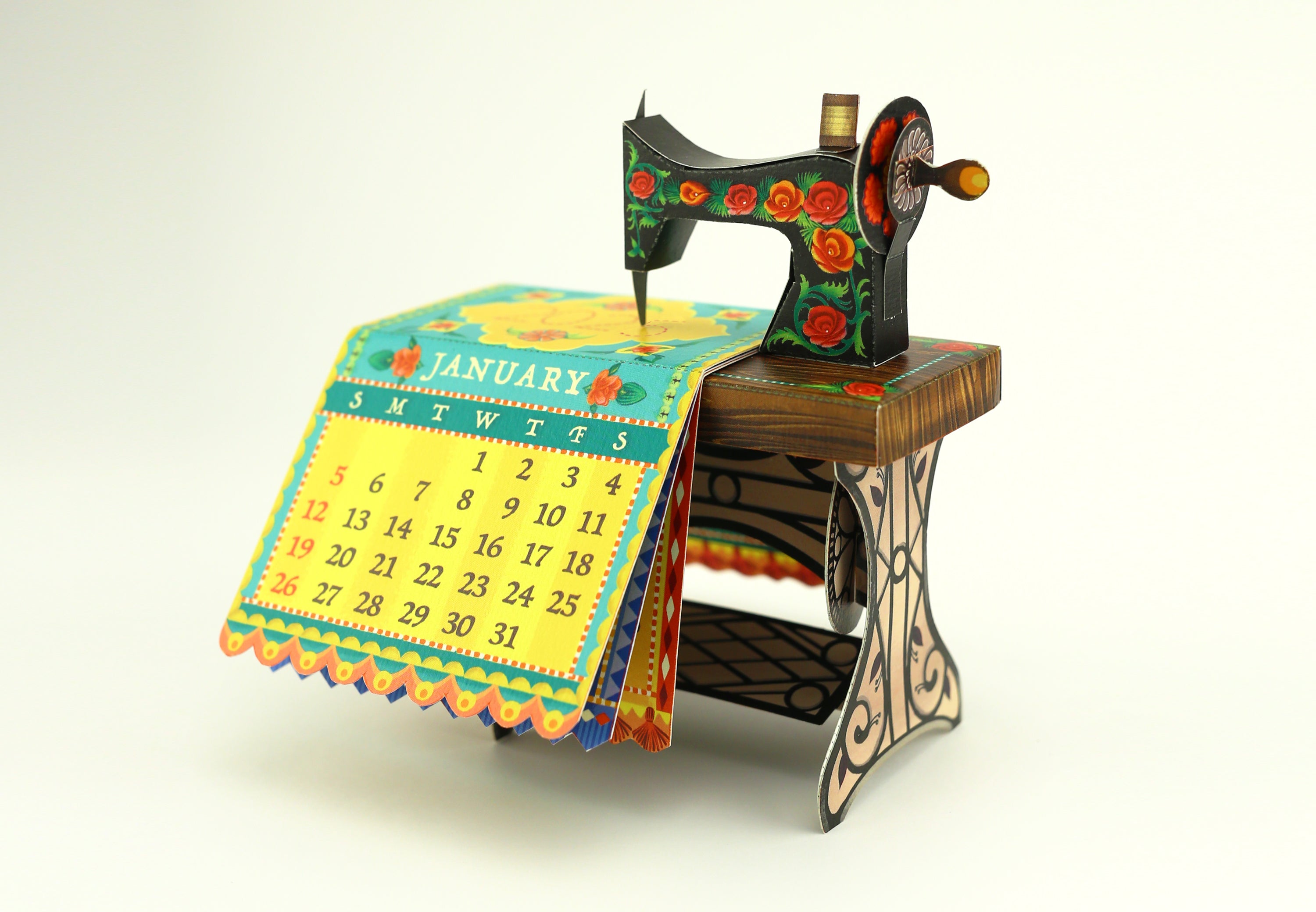 Buy Mini Sewing Machine Desk Calendar 2025 DIY Paper Craft Kit in India ...