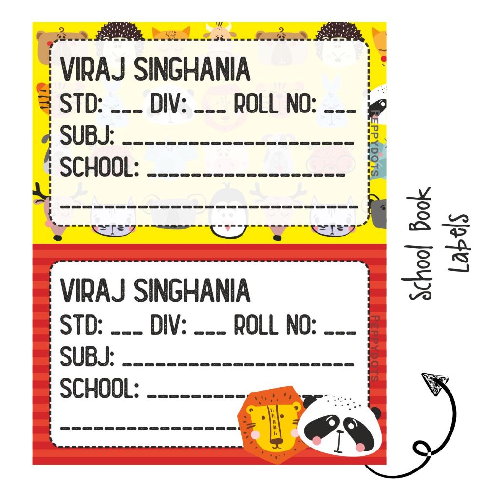 Buy School Book Labels - Animal Faces - Pack of 36 labels - PREPAID ...
