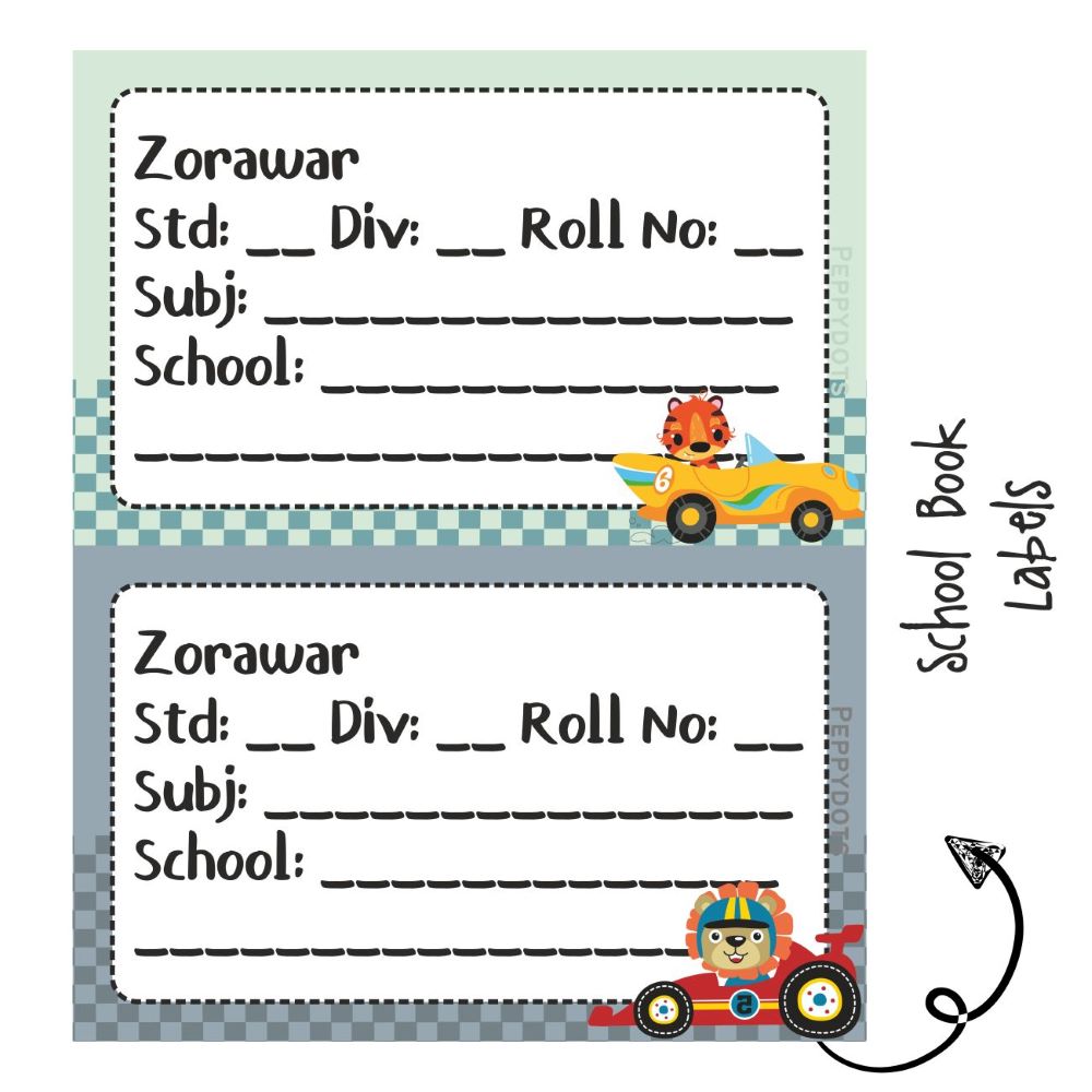 Buy School Book Labels - Animal Racer - Pack of 36 labels - PREPAID ...