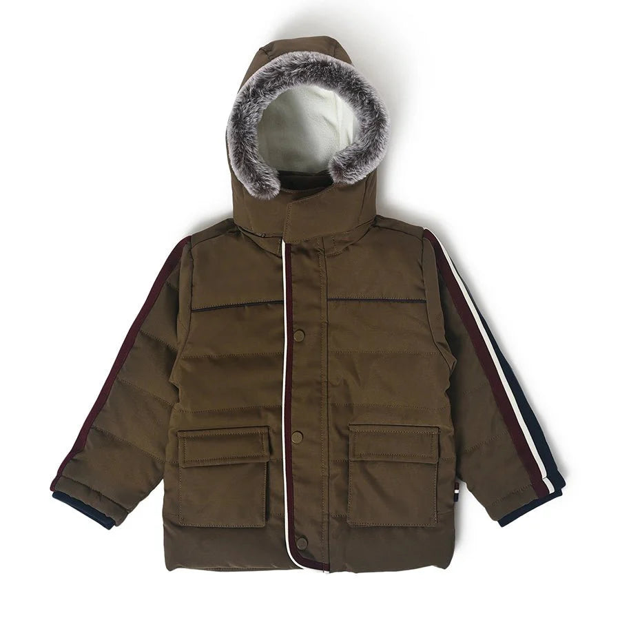 Buy Farm Friends Solid Brown Jacket For Kids Boy With Hood in India at ...