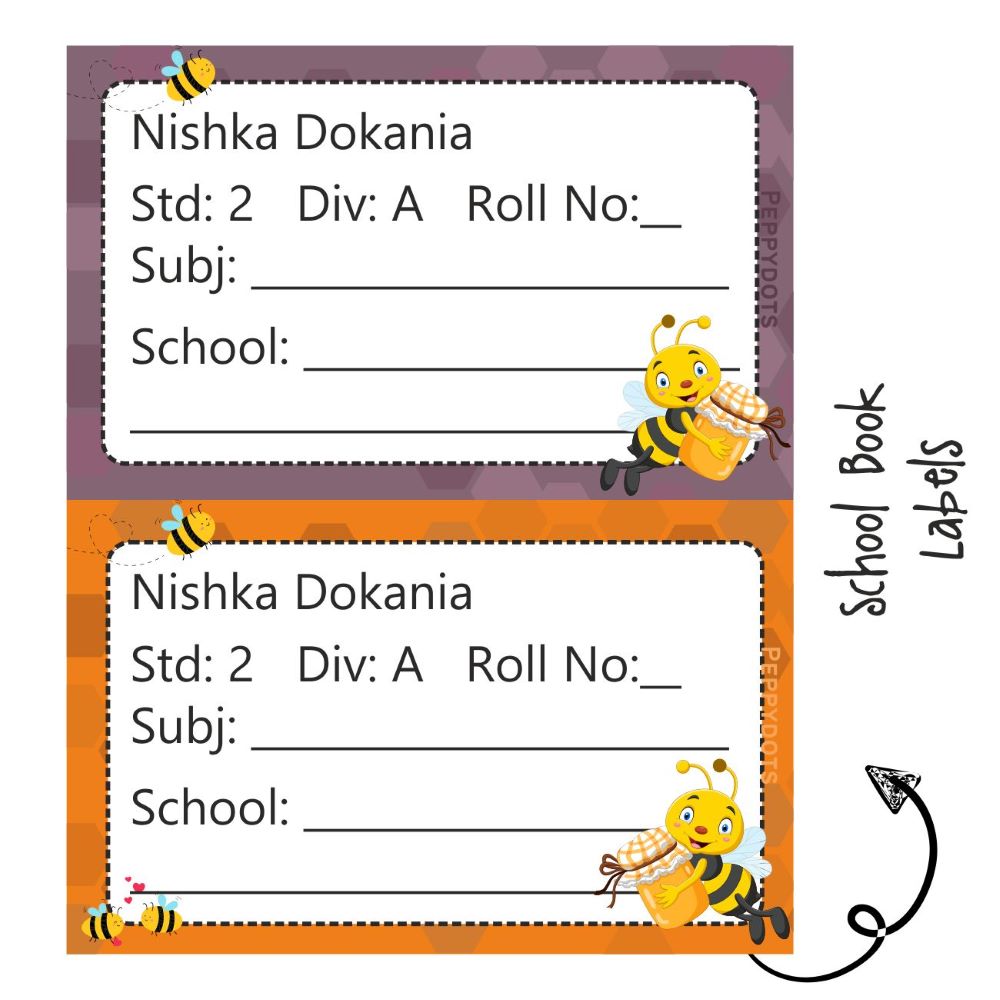 Buy School Book Labels - Honey Bee - Pack of 36 labels PREPAID ONLY in ...