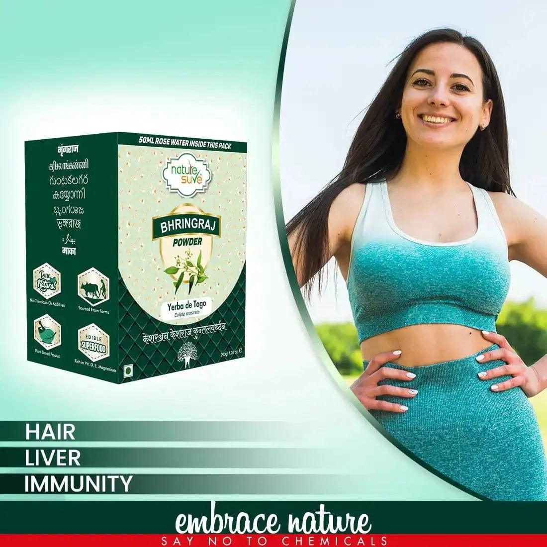 Buy Nature Sure Bhringraj Powder 200g with Rose Water 50ml in India at ...